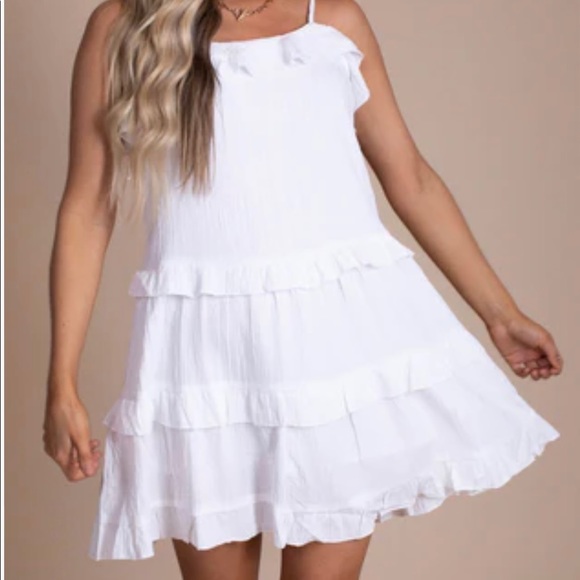 Bella Ella | Dresses | Bella Ella Embrace Love Tiered White Mini Dress ...